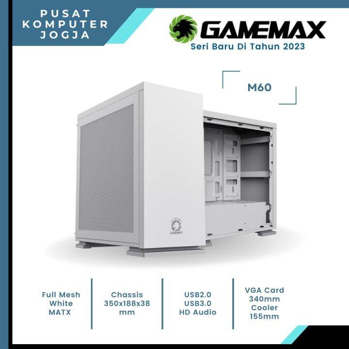 Casing GameMax M60 DUAL Mesh Highflow Air m-ATX Gaming Case Black White ...