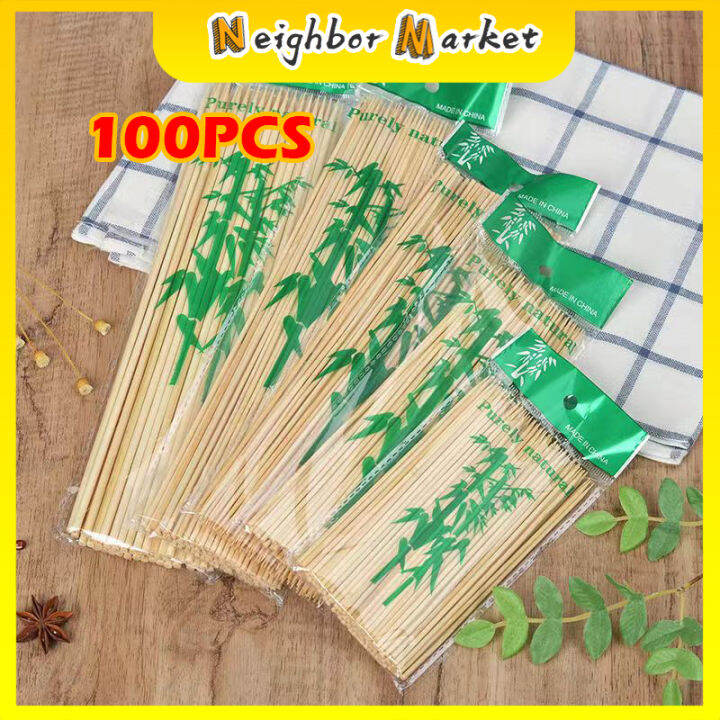 Bamboo Skewers 6inchs 8inchs 10inchs 12inchs (Round) BBQ Stick 100pcs ...