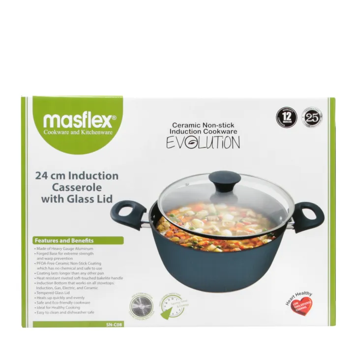 Masflex Evolution Induction Ceramic Casserole Glass Lid 24cm | Lazada PH
