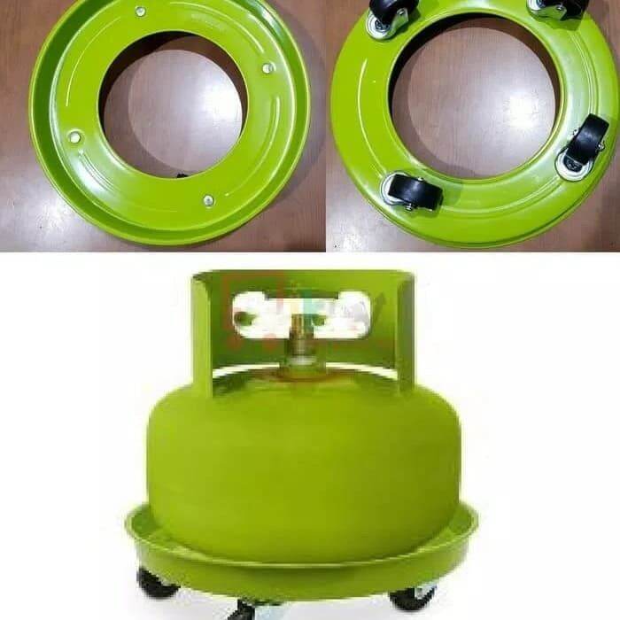 KENMASTER Tatakan gas Roda Tabung Gas Elpiji Besi Bulat Plus Roda 3kg ...