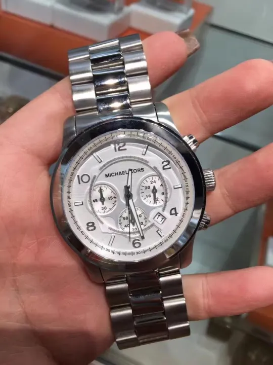 Michael Kors Runway Chronograph Champagne Dial Silver - Tone Mens Watch ...