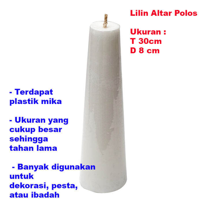 Lilin Misa Gereja Altar Putih Polos ( Uk. 30 x 8 cm ) Lilin Paskah ...