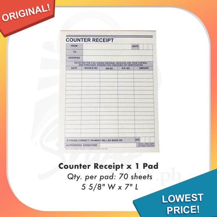 Counter Receipt (1 Pad) | Lazada PH