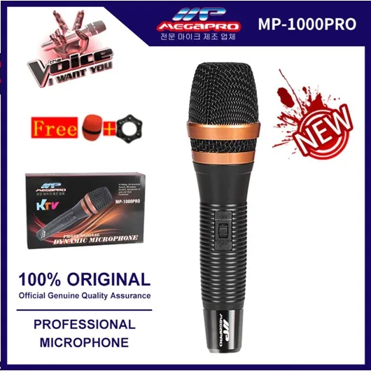100 Original Megapro MP-1000PRO Model Heavy Duty 10M Wire Microphone Free Microphone Foam And ...