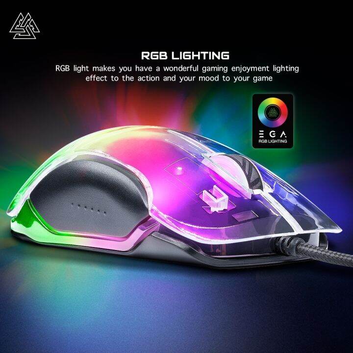 EGA Type M11 RGB Gaming Mouse บอดี้ใสไฟสว่างมาก เมาส์มาโคร เมาส์คอม ...