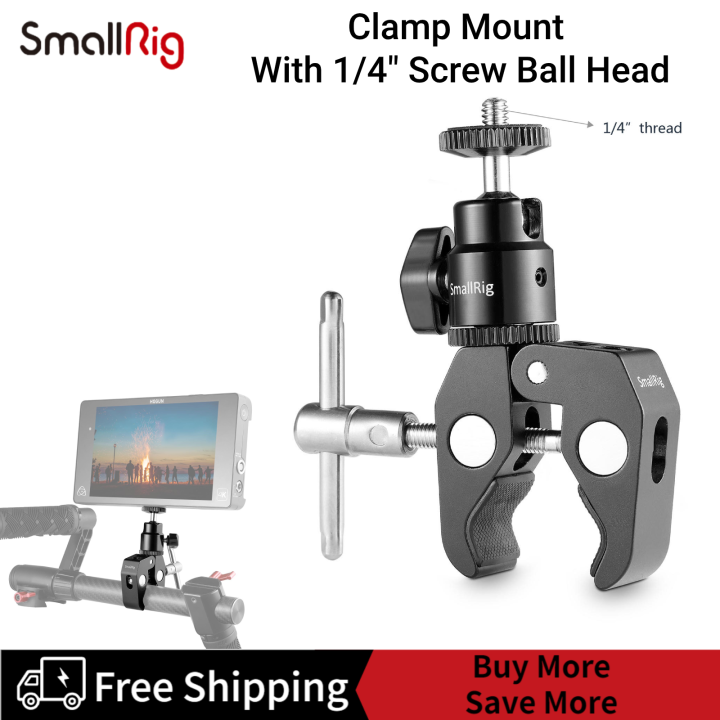 SmallRig Super Clamp Crab Clip Mount with Ballhead Mount 1/4" for ...