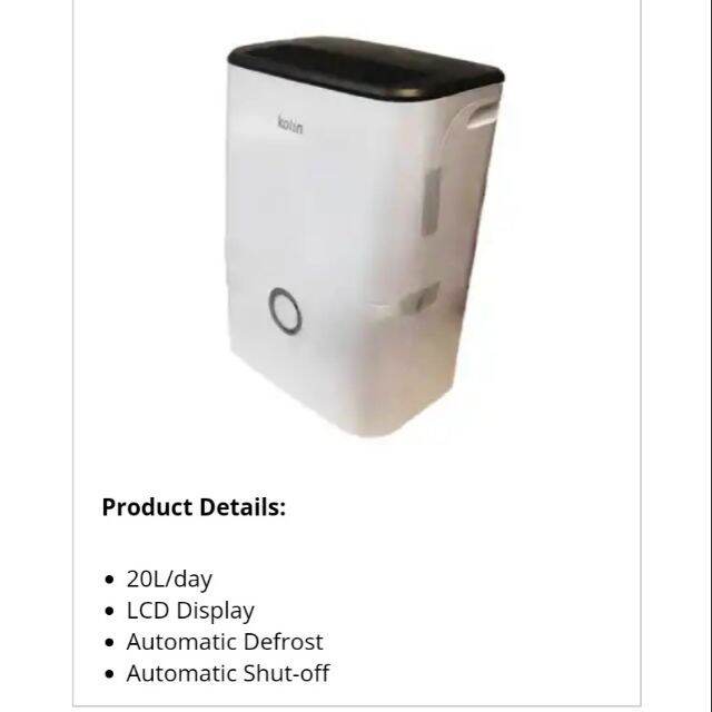 kolin dehumidifier 20 liters per day model: KDM-20LES | Lazada PH