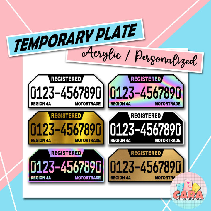 Acrylic Temporary MC Plate Customized | Lazada PH