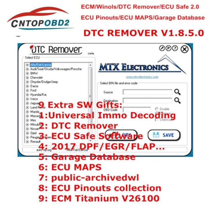 MTX DTC Remover 1.8.5.0 With Keygen+9 Extra ECU Tuning SW Software ECU ...