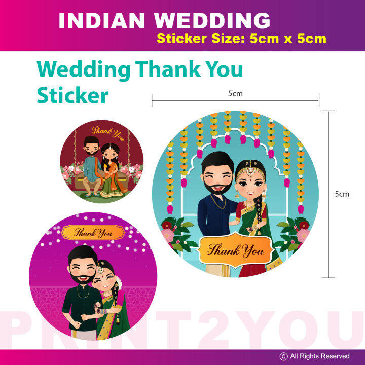 5CM | 100PCS | INDIAN WEDDING STICKER - A | Lazada