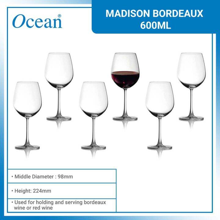 Ocean Glassware Madison Bordeaux 600ml / 21oz Set Of 6 | Lazada PH