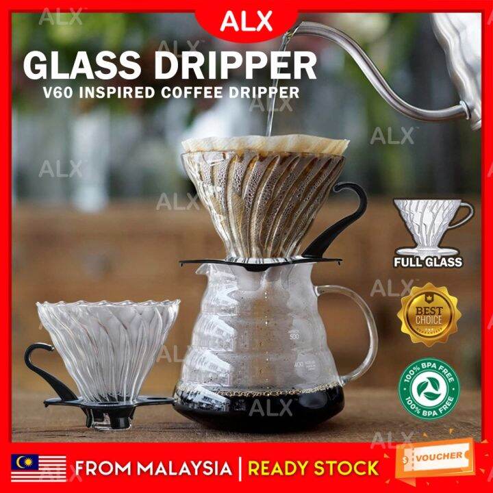 ALX Malaysia Coffee Glass Dripper Filter Glass Coffee Drip Filter ...