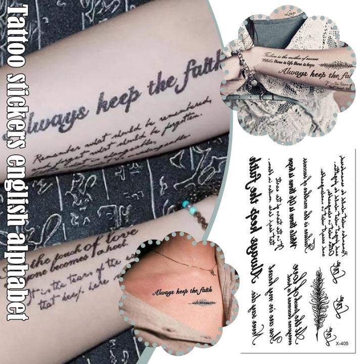1 Sheet Tattoo Stickers English Word Waterproof Long Lasting Art Black ...