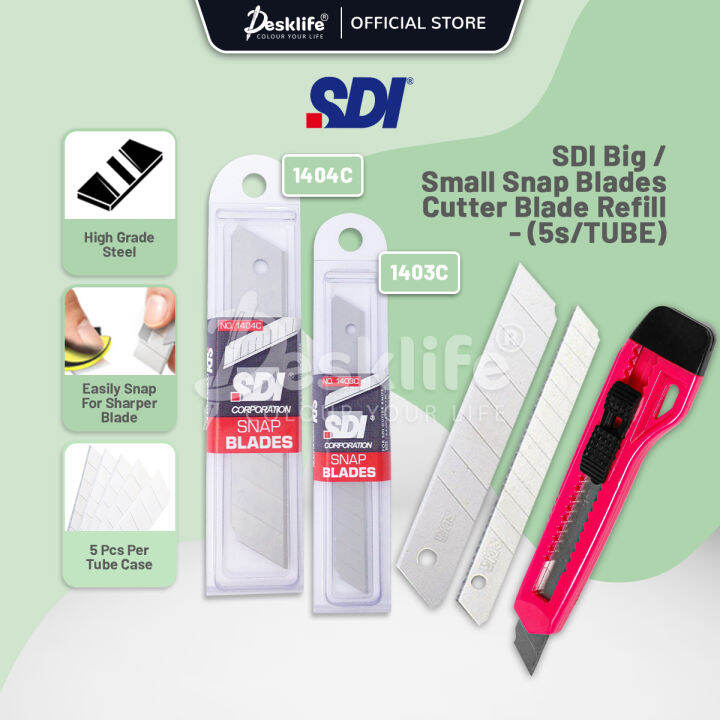 Desklife SDI Big / Small Snap Blades Cutter Blade Refill 1403C / 1404C - (5s/TUBE) SDI Cutter ...