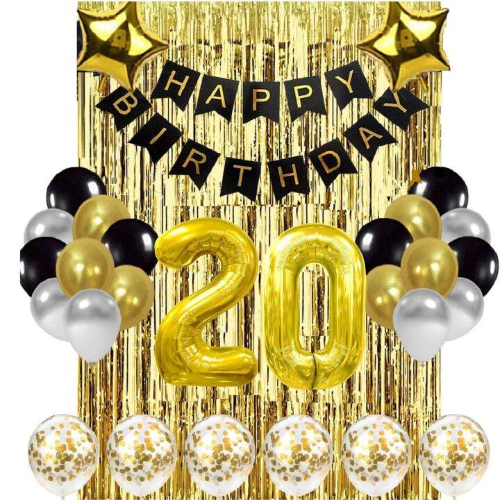 (SG Seller) 20th Birthday Decorations, 20 Birthday Balloon, Black and ...