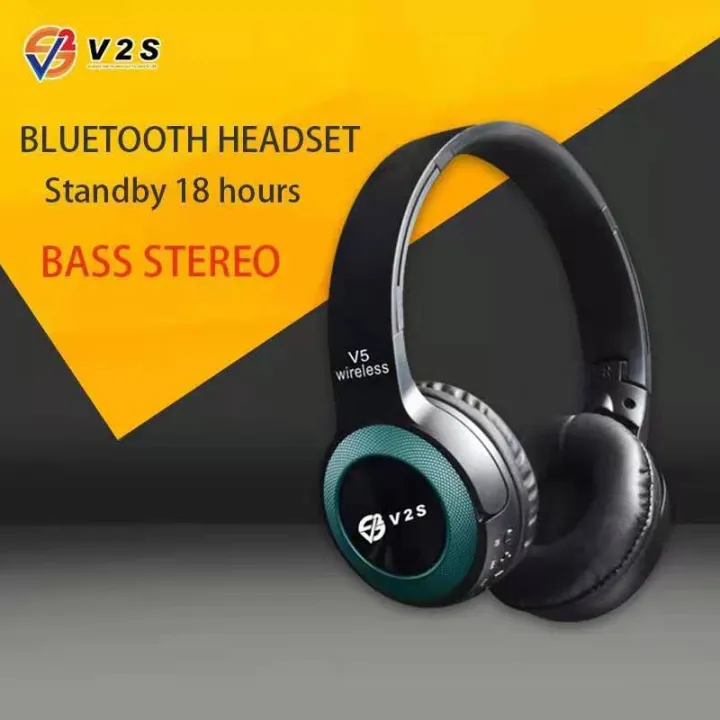 V2S V5 Wireless 5.0 EDR Bluetooth Headphone USB MP3 TF Card FM Radio ...