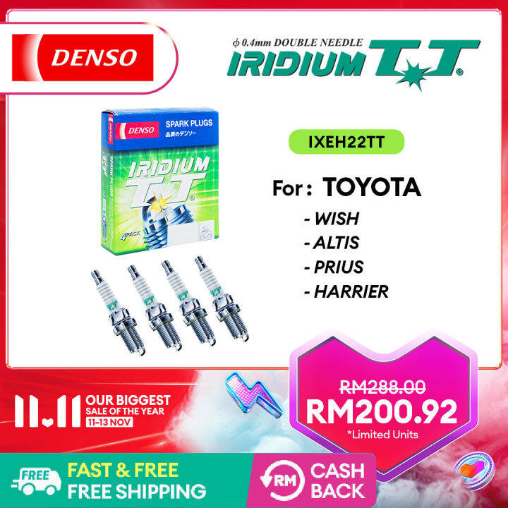 DENSO Iridium TT IXEH22TT Spark Plug For Toyota Wish Altis Prius ...
