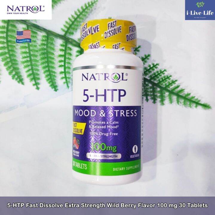 5-HTP Fast Dissolve Extra Strength Wild Berry Flavor 100 mg 30 Tablets - Natrol #5 ...