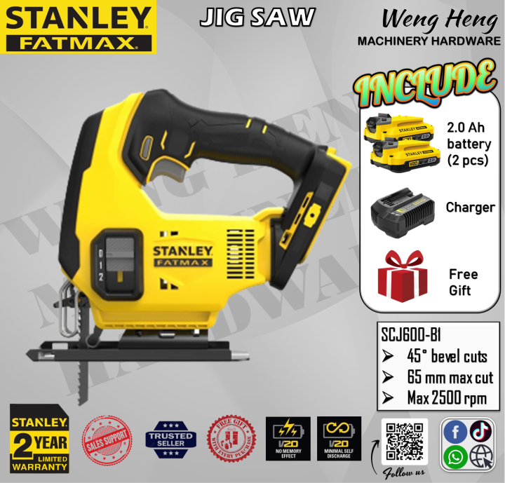 100% Genuine Stanley FATMAX 20V Cordless Brush Jigsaw - Model SCJ600-B1 ...