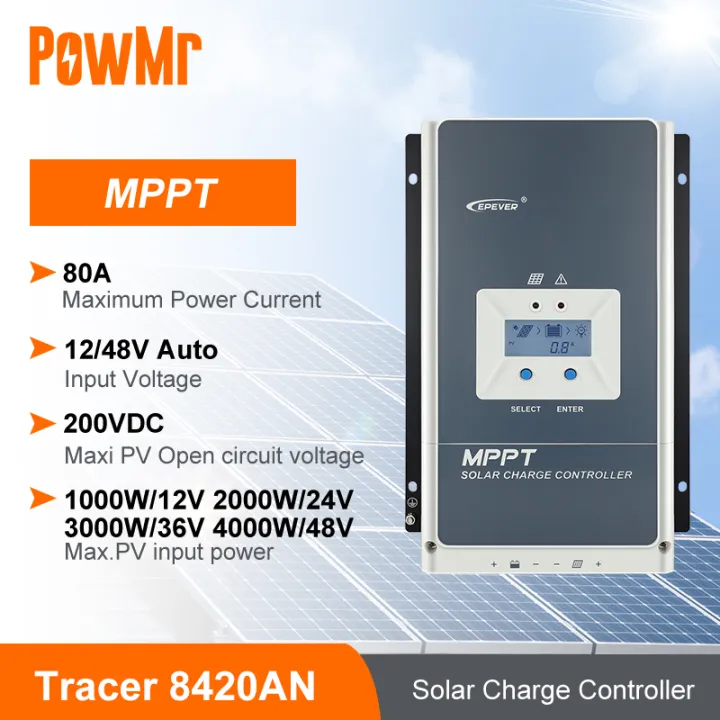EPEVER Solar Charge Controller Tracer MPPT 80A 12V/24V/36V/48V Auto Battery Charger Regulator ...