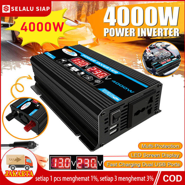 Inverter Frekuensi Tinggi Modifikasi Gelombang Sinus Daya Puncak 4000W Inverter DC 12V ke AC ...