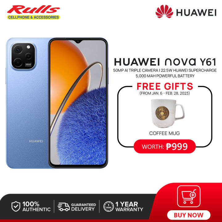 HUAWEI Nova Y61 Smartphone | 6GB + 64GB | 50 MP AI Triple Camera | 22.5 ...