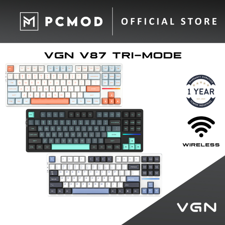VGN V87 TKL Tri-Mode Gasket Mechanical Keyboard with Strawberry Pudding ...