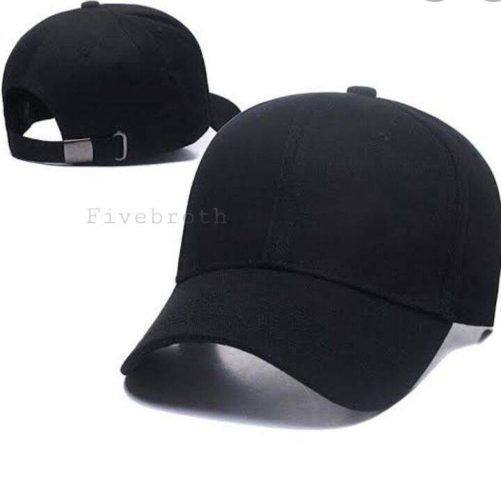 Topi Baseball Polos Hitam Bahan Raffel Penyetel Cakop Besi | Lazada ...