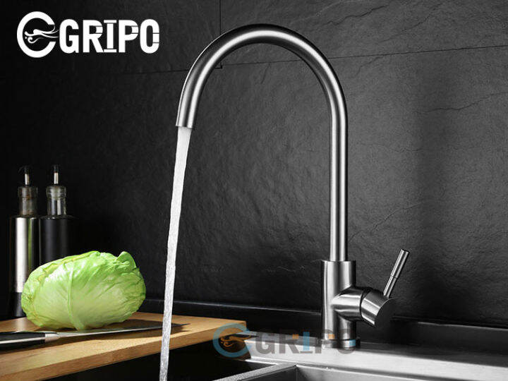 GRIPO SUS304 Stainless gooneck vertical hot and cold kitchen faucet ...