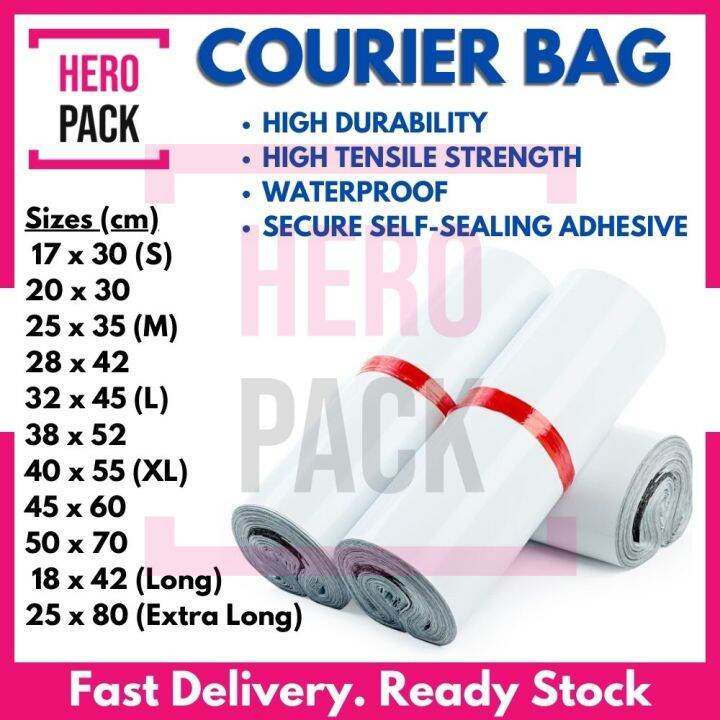 HEROPACK 100pcs Thick White Courier Bag Self Adhesive Sealing PE ...