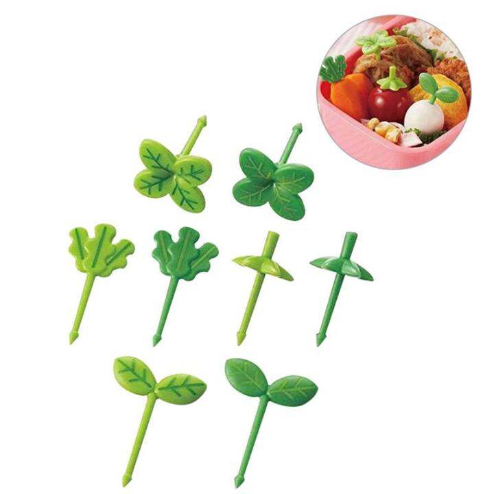 8pcs Fruit Fork Toothpick Four-leaf Clover Plastic Decoration Lunch Box ...