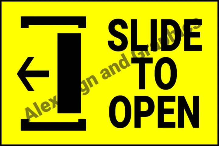 Slide to Open (Pointing Left) PVC Signage - A4 Size (7.5 x 11.25 inches ...