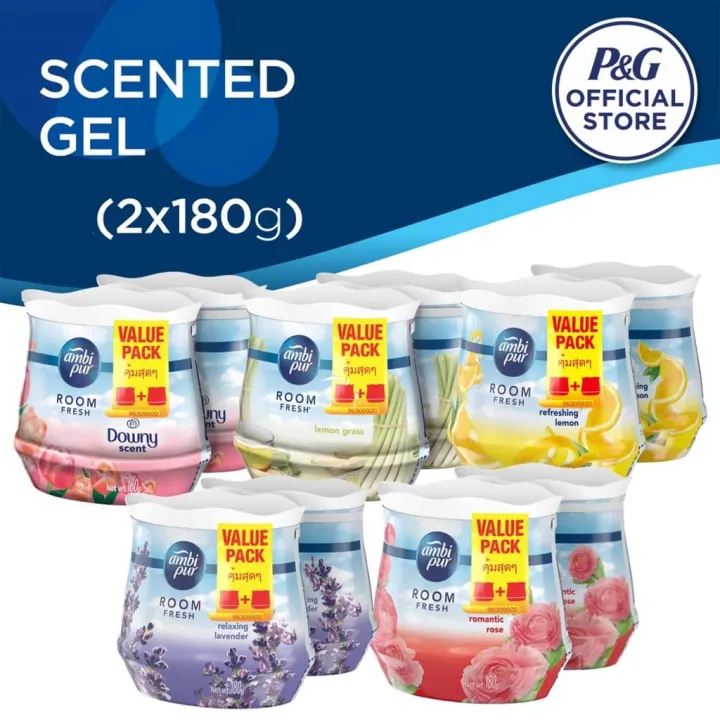 Ambi Pur Room Fresh Air Refreshing Gel (180g x 2) [Value Pack] Refreshing Lemon Lavender Downy ...