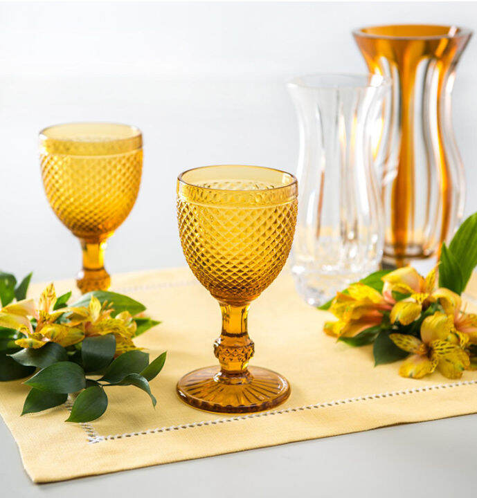 Water Goblet Glass Crystal Wine Glass Glassware 350ml 1pcs Modern Embossed Glassware Lazada Ph