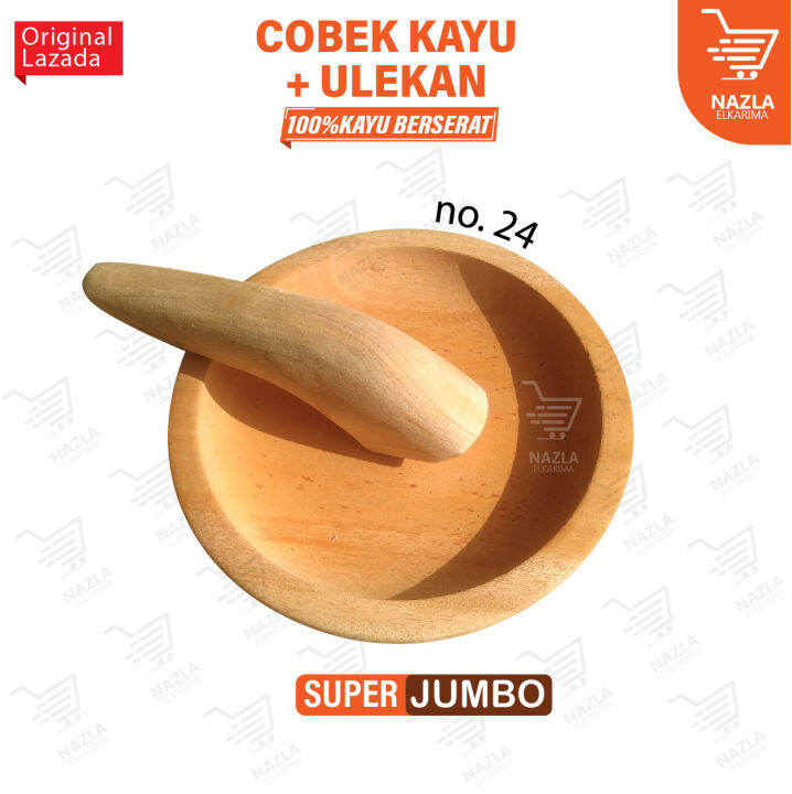 COBEK KAYU 24 CM + ULEKAN | Lazada Indonesia