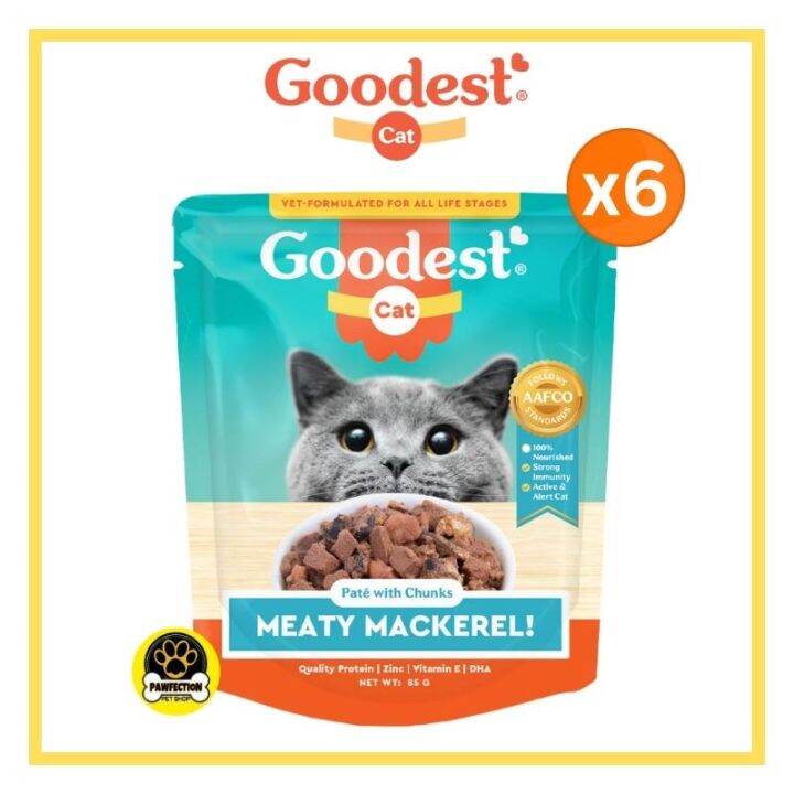 Goodest Cat ( MEATY MACKEREL) Wet Cat Food Pouch (85g) ~SET OF 6 ...