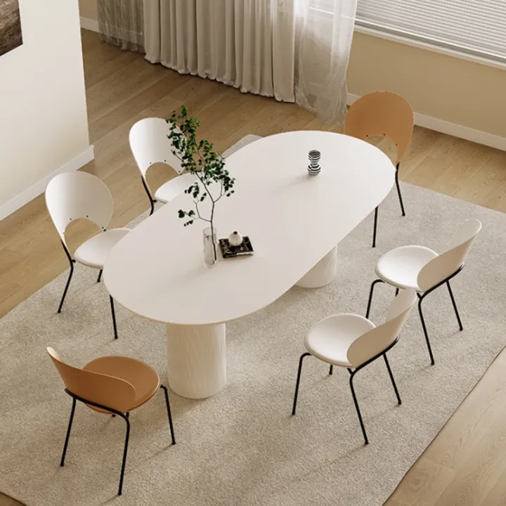 Nordic pure white slate solid wood dining table and chairs Italian ...