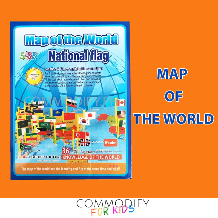 Wooden Map of the Word & Flags | Lazada PH