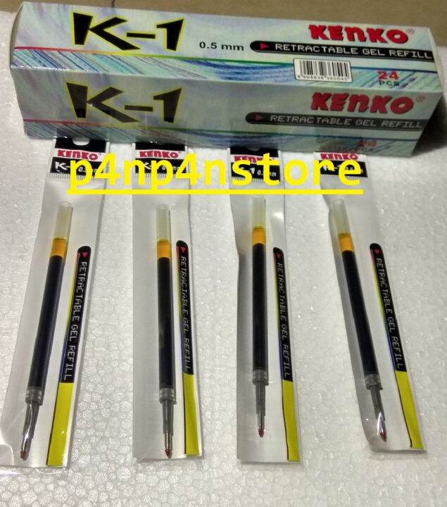 [ 1 LUSIN ] Refill Gel Pen K-1 KENKO / Retractable Gel 0,5mm (HITAM ...