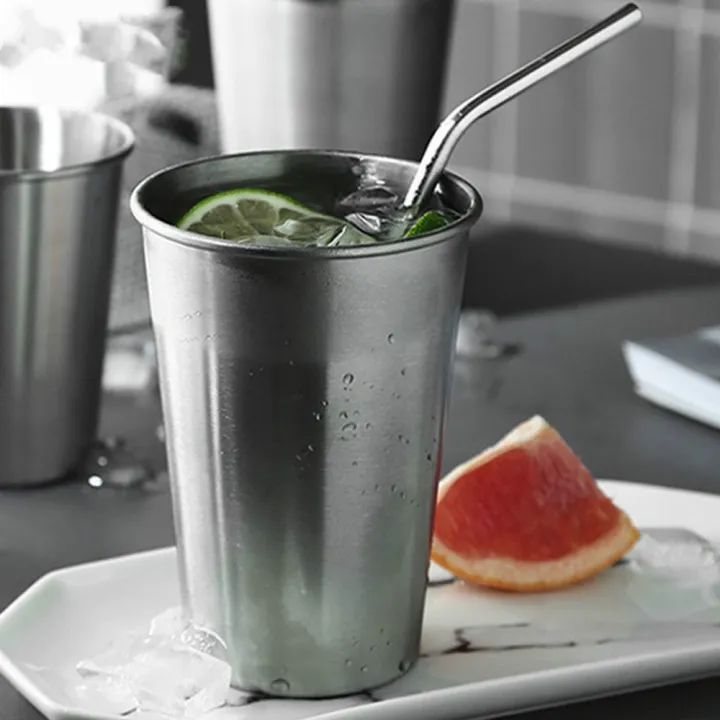 Stainless Steel Cups silver Metal Mugs Delicate Water Cup stainless ...
