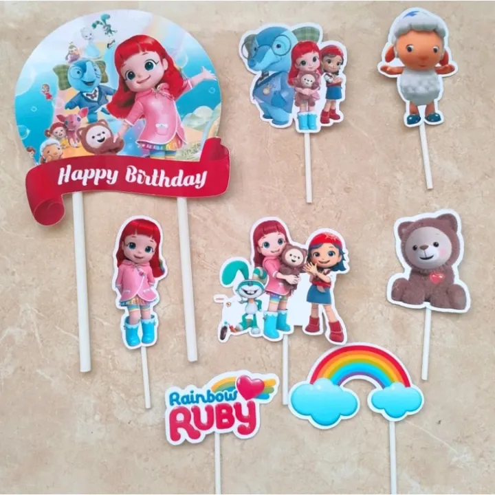 hiasan kue ulang tahun cake topper satu set karakter Rainbow Ruby | Lazada Indonesia