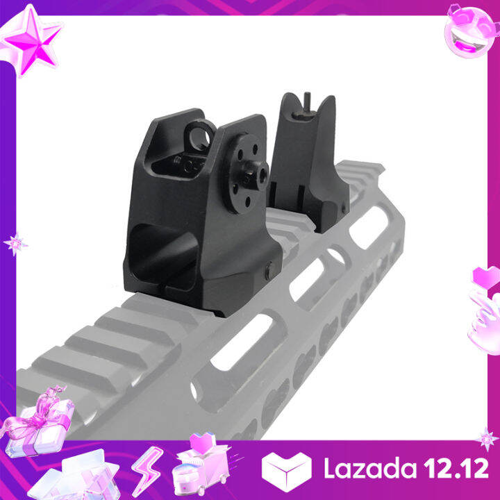 《COD》Tactical Rail Mount Fixed Front Rear Iron Sight Weaver Picatinny ...