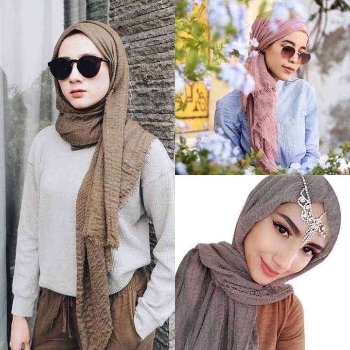 Pasmina Crinkle Syawl IMPORT warna terlengkap / Jilbab Pashmina Kusut ...