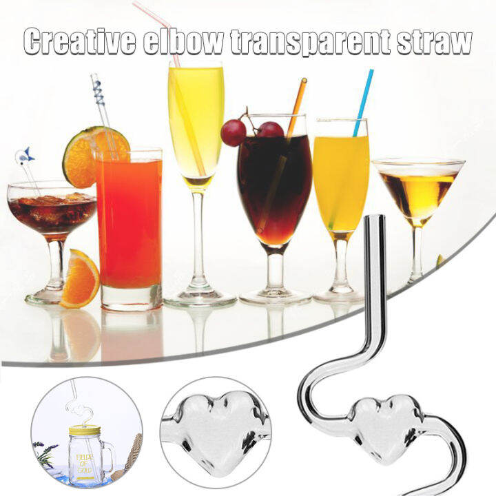 LY Transparent Bending Glass Straw High Temperature Resistance Drinking ...