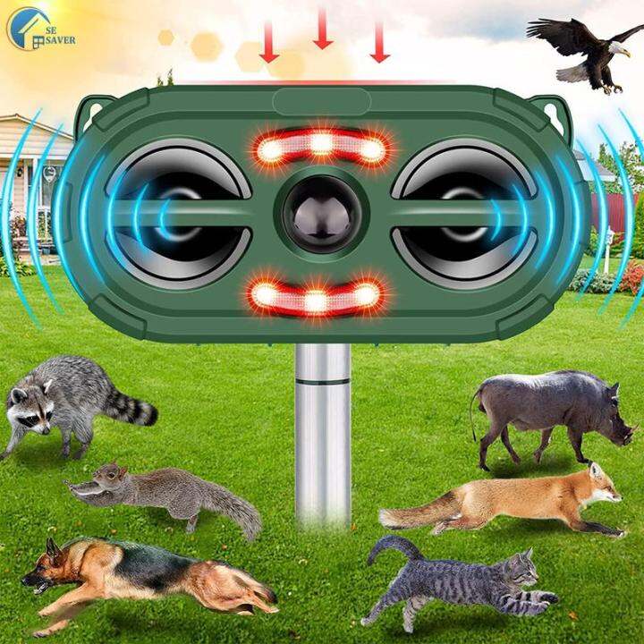 Ultrasonic Animal Repeller Solar Powered Animal Scarer USB Charge ...