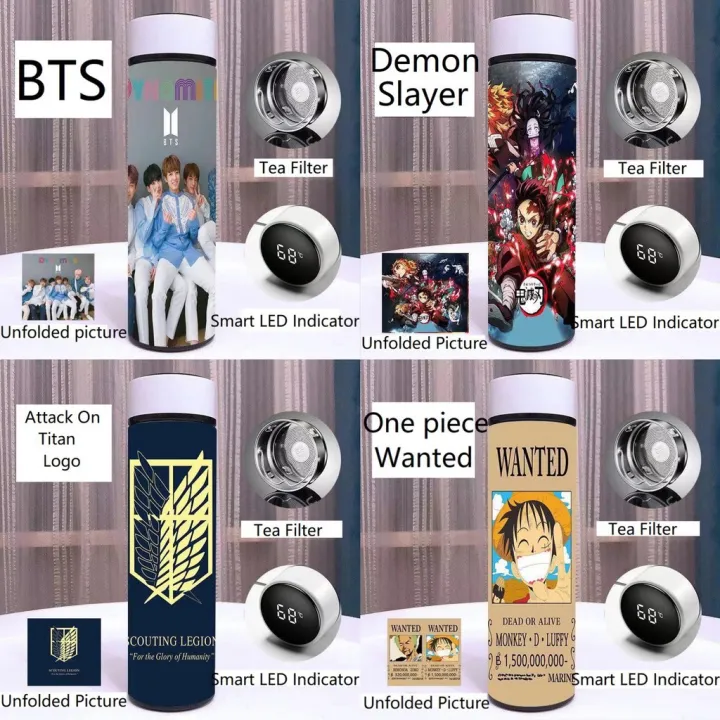 One Piece BTS Attack On Titan Demon Slayer Haikyuu Smart Water Bottle ...