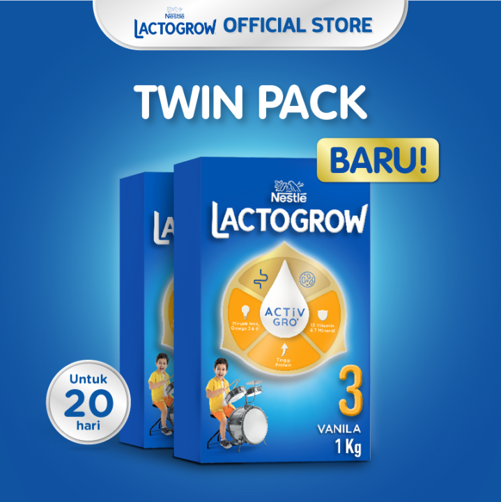 Nestlé LACTOGROW 3 TWIN PACK Vanilla Susu Pertumbuhan Anak 1-3 Tahun ...