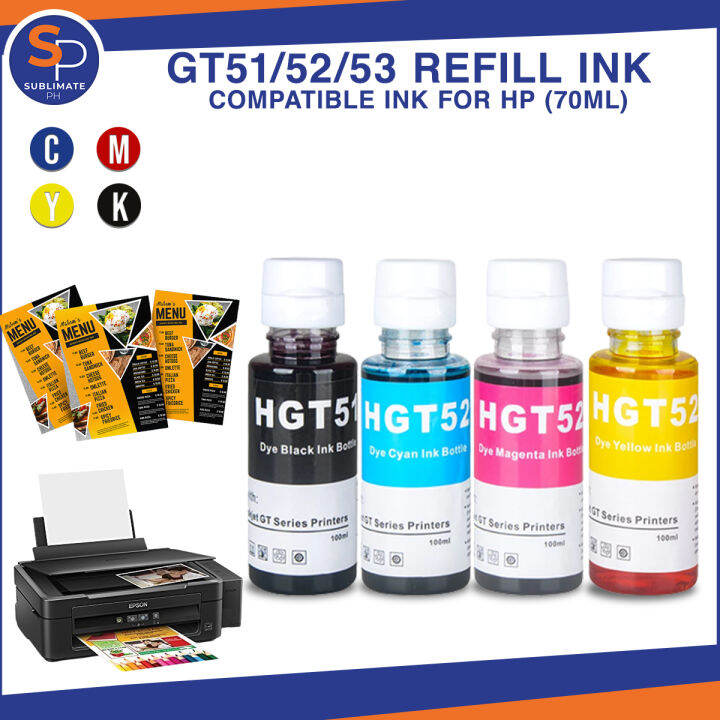 HP GT51 / GT52 Refill Ink 70 ML (Compatible Ink for HP Deskjet GT5810 ...