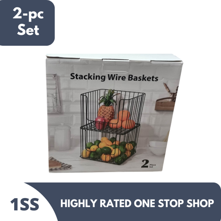 Felli Stacking Wire Basket 2-Pc Set | Lazada PH