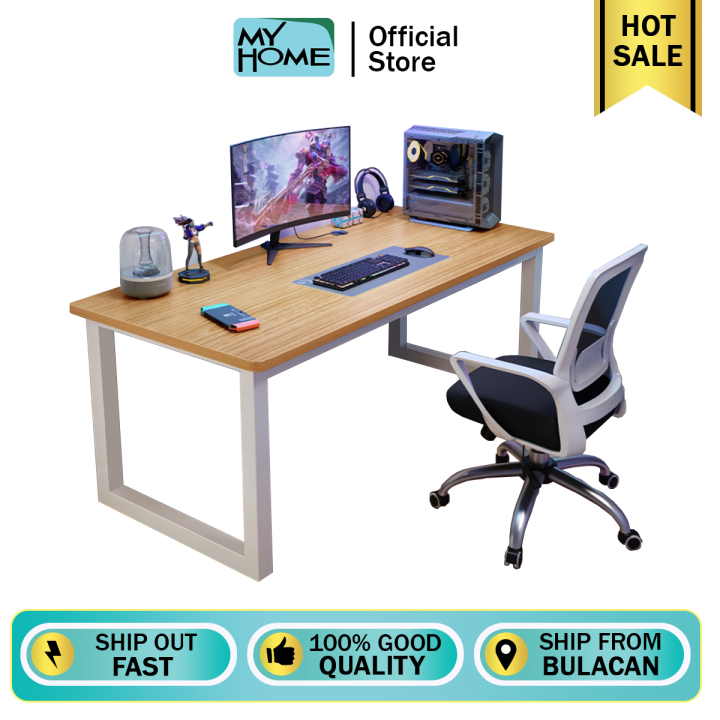 MYHOME Wooden White Computer Desk Desk for PC Simple Modern Desk Office ...